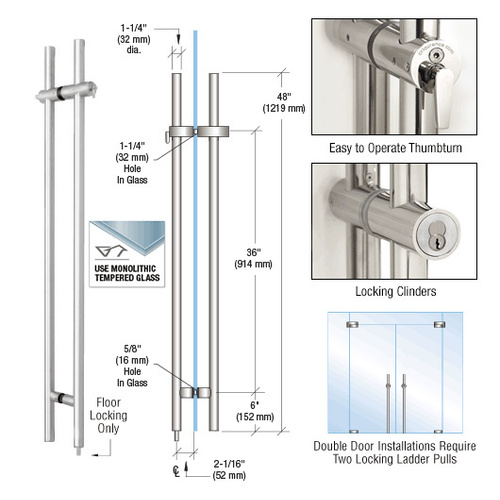 CRL LLPA48PS 316 Polished Stainless 48" Locking Ladder Pull Buy Now