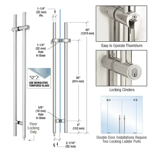 CRL LLPA48PS 316 Polished Stainless 48" Locking Ladder Pull Buy Now