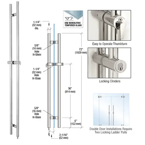 CRL LLPA72PS 316 Polished Stainless 72" Locking Ladder Pull Buy Now