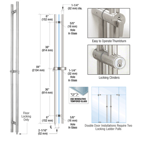 CRL LLPA84BS 316 Brushed Stainless 84" Locking Ladder Pull Buy Now