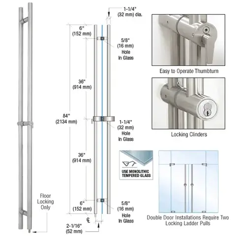 CRL LLPA84BS 316 Brushed Stainless 84" Locking Ladder Pull Buy Now