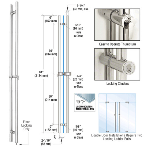 CRL LLPA84PS 316 Polished Stainless 84" Locking Ladder Pull Buy Now