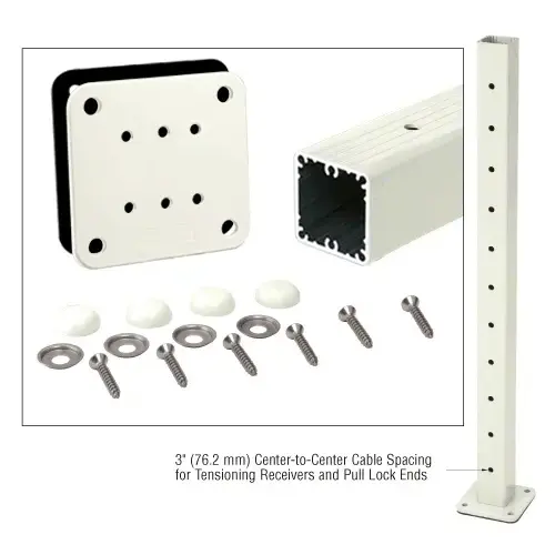 CRL ALUM-P36TK0W-VCP-1 Oyster White 36" Tall Cable Receiver Post Kit ...