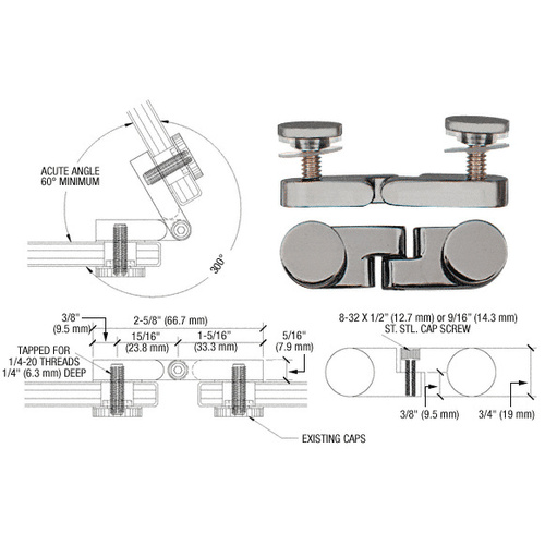 CRL P68RBN Brushed Nickel Standard Cap Angle Panel Connector