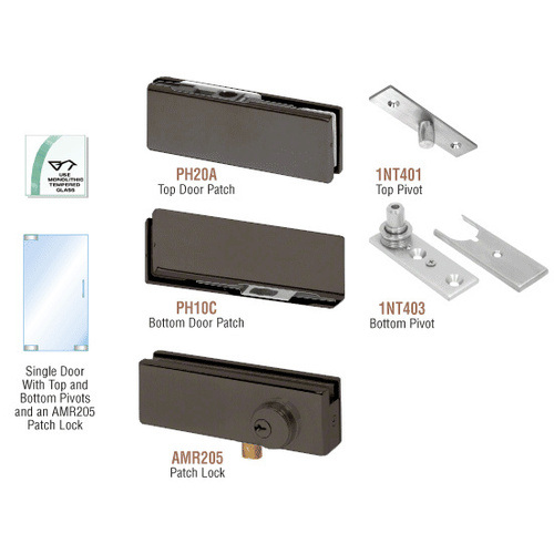 CRL PHA1LDU Black Bronze Anodized North American Patch Door Kit - With Lock