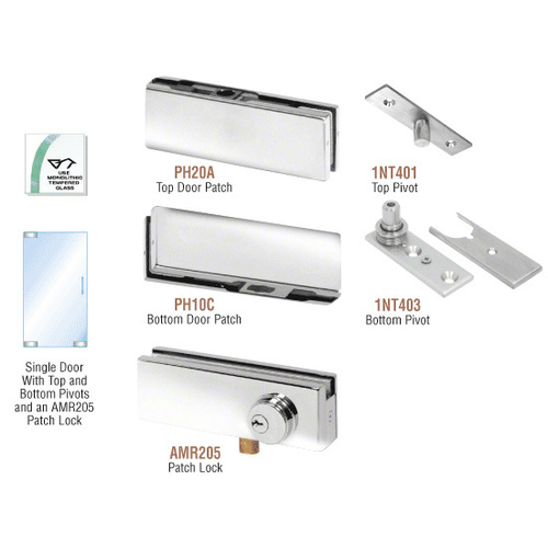 CRL PHA1LPS Polished Stainless North American Patch Door Kit - With Lock
