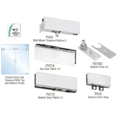CRL ALUM-PHE6A-VCP-1 Satin Anodized European Patch Door Kit for Double ...