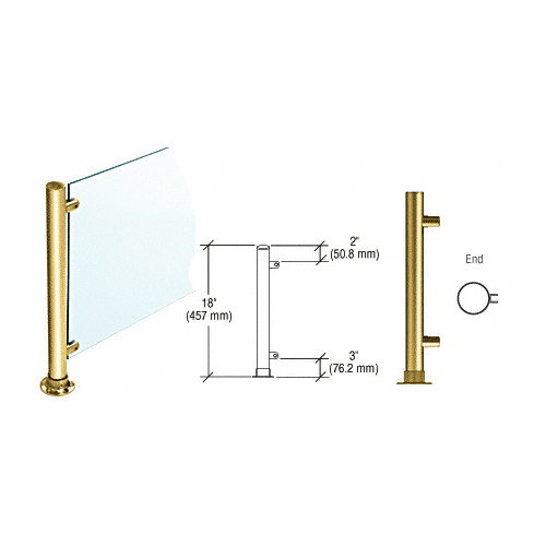 CRL PP45EPB Polished Brass 18" High 1-1/2" Round PP45 Contemporary ...