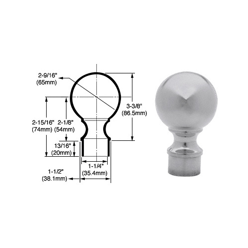 CRL SA381BS Brushed Stainless Ball End Cap for 1-1/2" Tubing