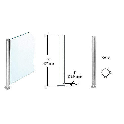 CRL SBPP08LPS Polished Stainless 18" x 1" SBPP08 Slimline Series Round ...