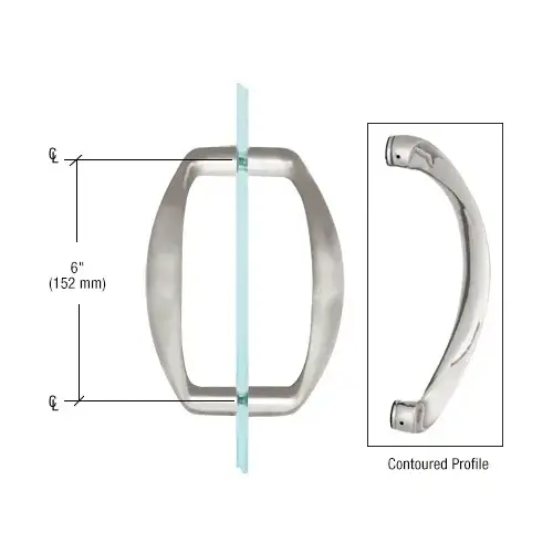 CRL SSDP6SC Satin Chrome 6" Back-to-Back Sculptured Solid Pull Handle ...