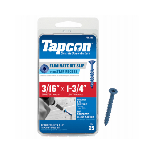 Tapcon 28255 Concrete Screws 1-3/4" L Star Flat Head Climaseal