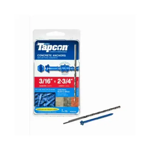 Buildex Tapcon 24310 Screw Anchor, Hex Drive, Steel, Climaseal, 75 PK ...