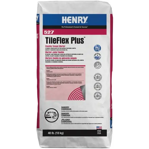 HENRY 13080 527 TileFlex Plus Series Thin-Set Mortar, Gray, Fine Solid ...