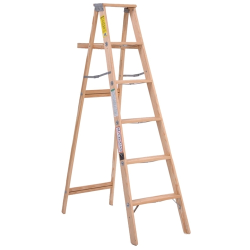 Michigan Ladder 1200-06 Step Ladder, 225 lb, Type II Duty Rating, Wood ...