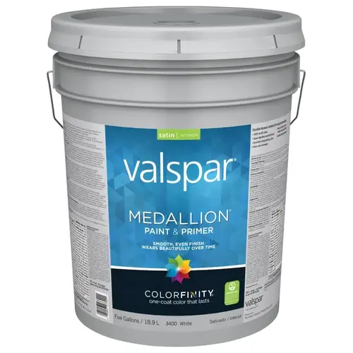 Valspar 3400 Medallion Series 027.000.008 Interior Paint, Satin Sheen ...