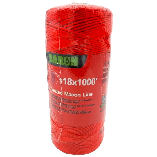 Baron 10821 Twisted Mason Line, #18 Dia, 1000 ft L, 13 lb Working Load ...