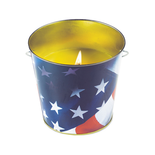 Lamplight Farms 1412122 Citronella Candle, USA Flag Metal Bucket, 16-oz.