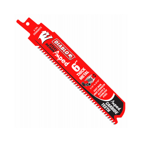 Diablo DS0608CFA Steel Demon Amped Reciprocating Saw Blade, 1 in W, 6 ...