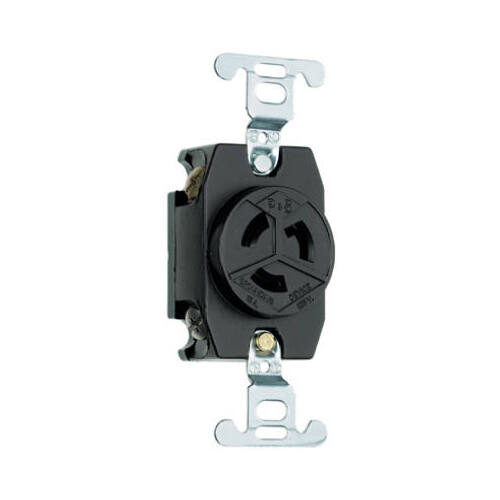 PASS & SEYMOUR 4710CCV3 Locking Outlet, Black, NEMA L5-15r, 125-Volt