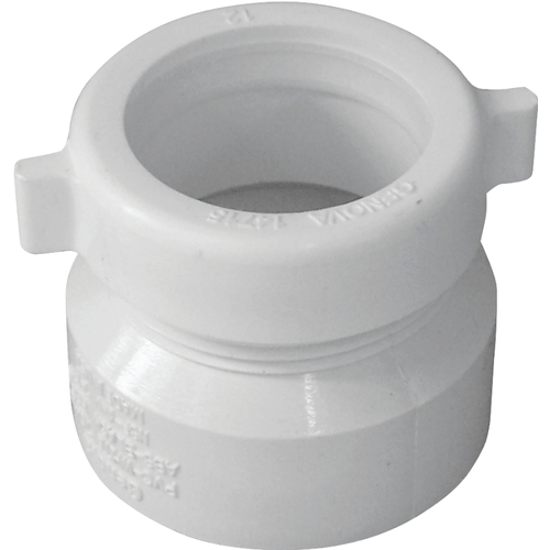 CANPLAS 192851A Trap Pipe Adapter, 1-1/2 in, Hub x MNPT, PVC, White
