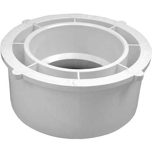 CANPLAS 192767 Reducing Pipe Bushing, 6 x 4 in, Spigot x Hub, PVC, White