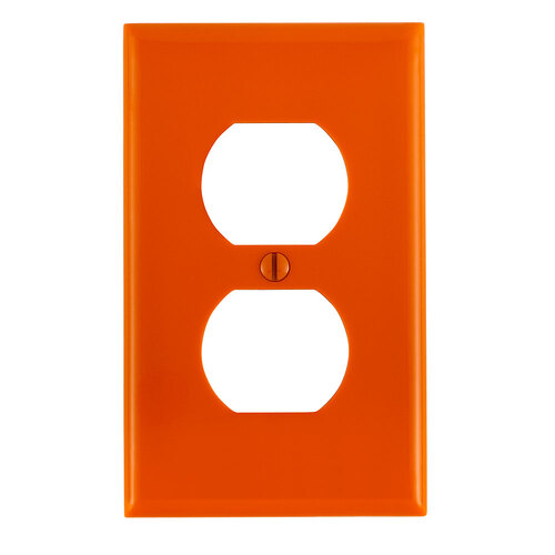 Leviton PJ8-IG 1-Gang Duplex, Midi Nylon Wall Plate, Orange