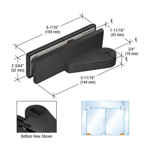 CRL 0PF10LMBL Matte Black Left Offset Bottom Door Patch Fitting Buy Now