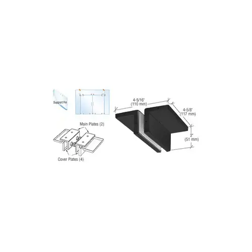 CRL PH94MBL Matte Black Ceiling Mounted Support Fin Bracket Patch ...