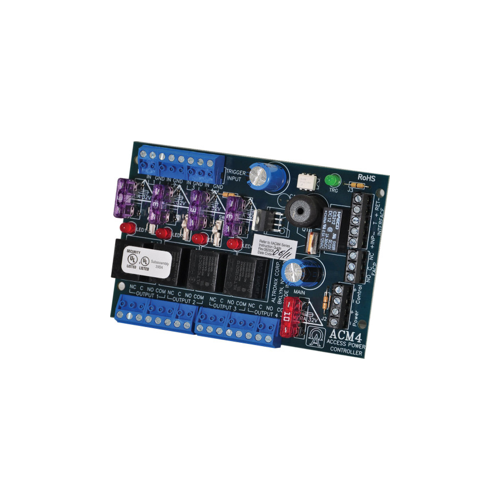 Altronix ACM4 Access Power Controller, Input 12/24VAC/DC, 4 Fused Outputs