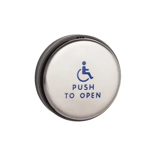 BEA 10PBR1 Stainless steel push plate, 6 In. round, blue handicap logo ...