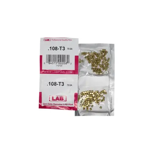 LAB SECURITY 108T .108 Top Pin, Color-Coded, Brass Alloy, .115 Diameter ...