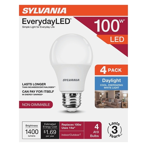 Sylvania 42019 BULB LED A19 DAYLIGHT 100W - pack of 4