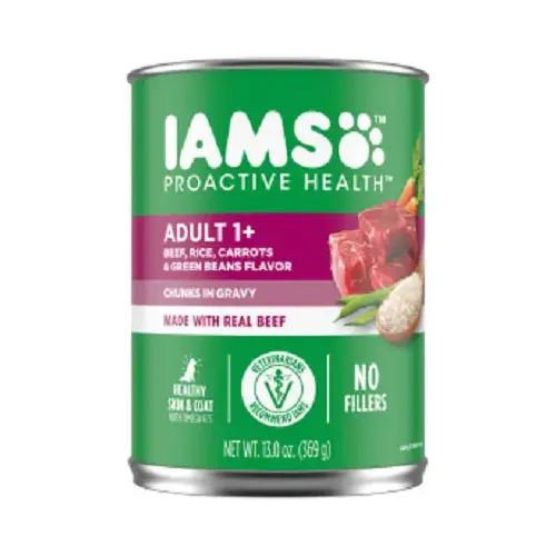 Iams 02520 Chunks Premium Dog Food, Tender Beef & Vegetables, 12.3-oz ...