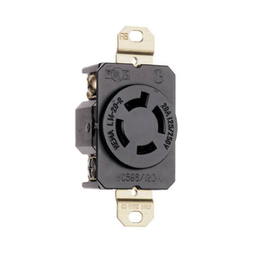 PASS & SEYMOUR L1420RCCV3 20ABLK GRND Lock Outlet