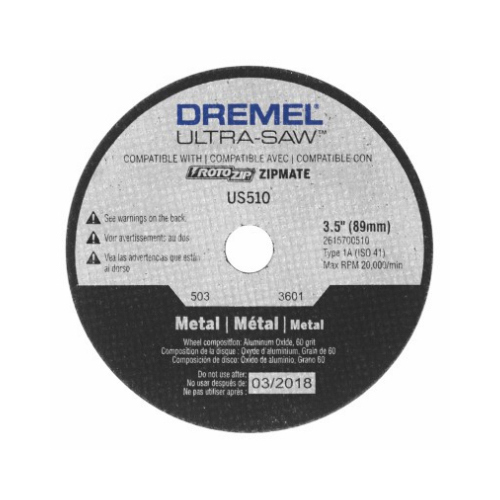 Dremel US510-01 Cutting Wheel, 3-1/2 in Dia, 0.049 in Thick, 60 Grit ...