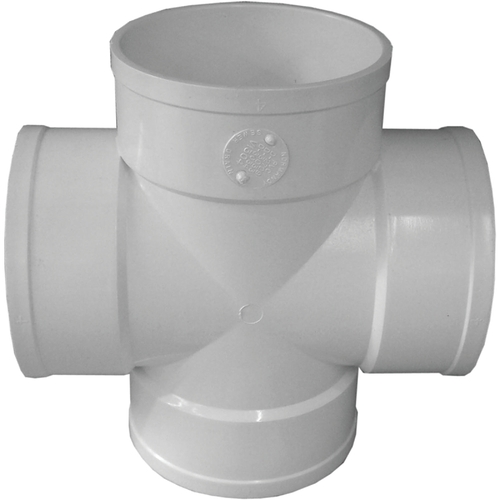 CANPLAS 43240 414450BC Sewer Pipe Cross, 4 in, Hub, PVC, White