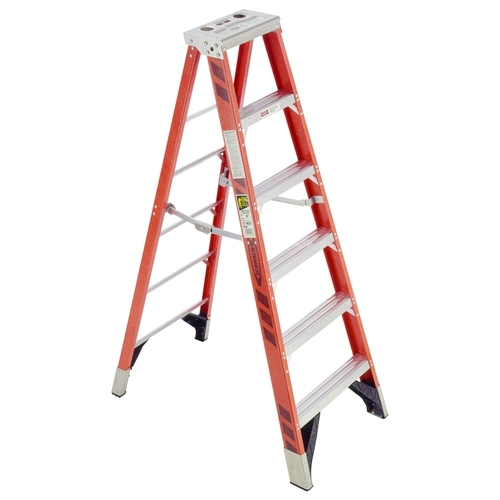 Werner 7406 Step Ladder, 10 ft Max Reach H, 7-Step, 375 lb, Type IAA ...