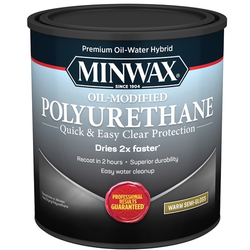 Minwax 63020 0444 Polyurethane, Semi-Gloss, Liquid, Clear, 1 qt, Can