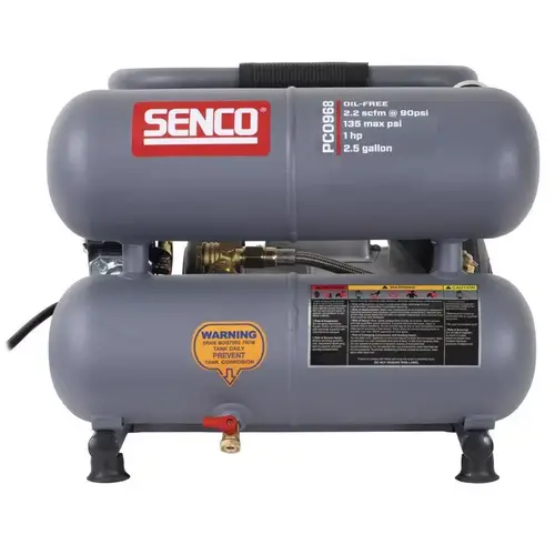 Senco PC0968 Trim Air Compressor, 2.5 gal Tank, 1 hp, 115 V, 135 psi ...