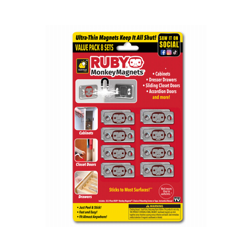 Bulbhead 16562-8 Door & Drawer Closures Ruby Monkey Magnet Red/Silver