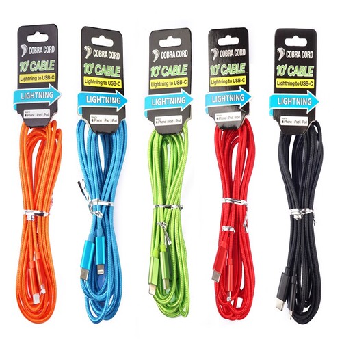 Diamond Visions 01-3250 Lightning to USB Type C Cable Cobra Cord Assorted