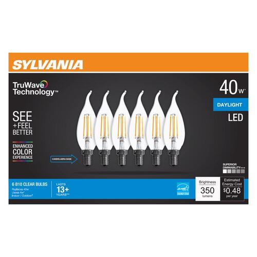 Sylvania 41320 LED Bulb Truwave B10 E12 (Candelabra) Daylight 40 Watt ...