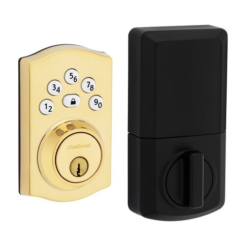 Kwikset 992400-001 Electronic Deadbolt Powerbolt Polished Brass Zinc ...