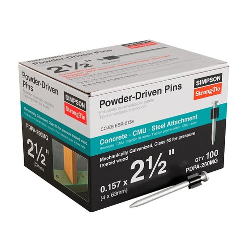 Simpson Strong-Tie PDPA-250MG PDPA Drive Pin, 0.157 in Dia Shank, 2-1/2 ...