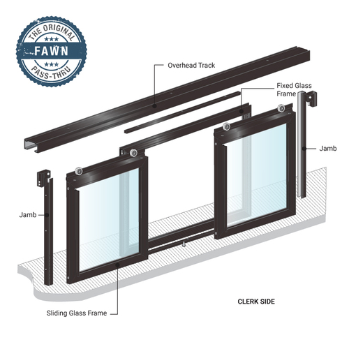 FHC 0D1028DUC FHC Fawn Horizontal Sliding Pass-Thru Assembly XOX No Screen - Dark Black/Bronze ...