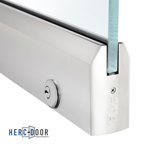 FHC R4T34BSL FHC 4" Tapered Door Rail 35-3/4" With Lock - 3/4" Glass ...