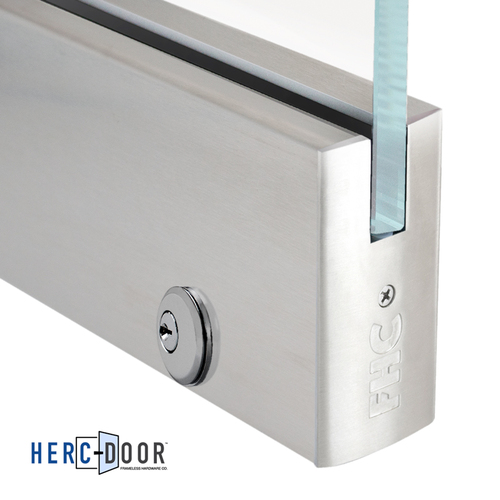 FHC R4S58BSL 4" Square Door Rail 35-3/4" With Lock - 5/8" Glass ...
