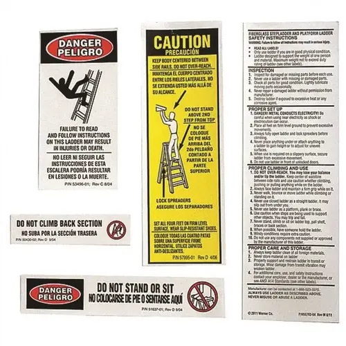 Werner LFS100 Fiberglass Step Ladder Safety Labels, 375 lbs Buy Now