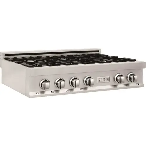 ZLINE Kitchen and Bath RT36 36 in. 6 Burner Front Control Gas Cooktop ...
